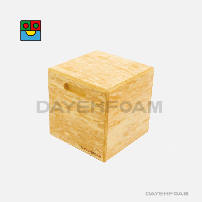 Soft EVA Foam Cube Stool 24cm：Wood-like Color