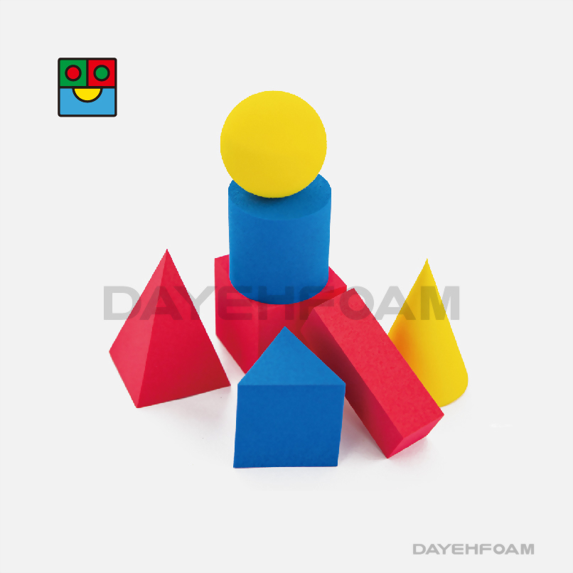 Colorful EVA Foam Shapes: 7-Piece Geometric Solids Set