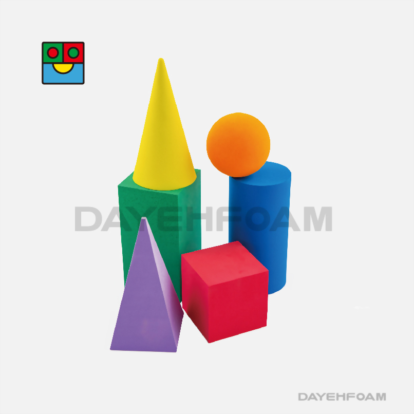 Jumbo EVA Foam Geometric Solids - 70mm, 6 Colors, 6 pcs Set