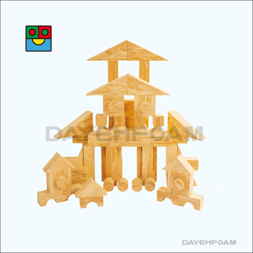 Giant Wood-like EVA Foam Blocks - 68 pcs, Non-toxic & Safe