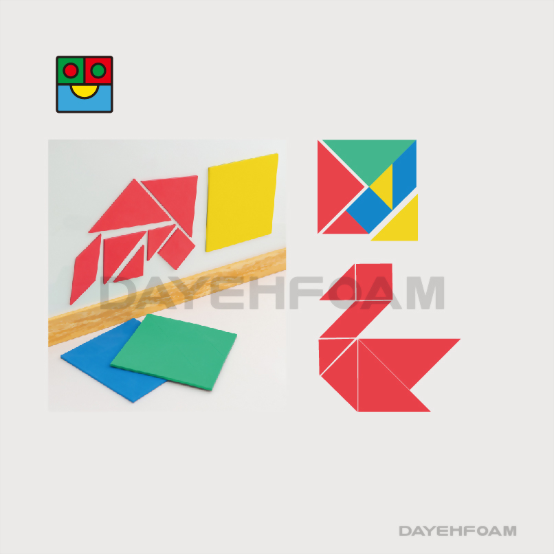 Giant Foam Magnetic Tangram 20cm x 20cm (7-7/8 inch) : 4 Color - Set of ...