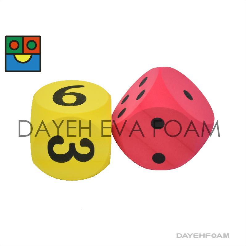 EVA Foam Number & Dot Dice 12cm (4-11/16inch) Yellow, Red Curved Edges ...