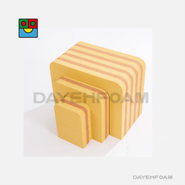 EVA Foam Multi-function Table & Stool : Brown Color Stripe - Set of 3 pcs