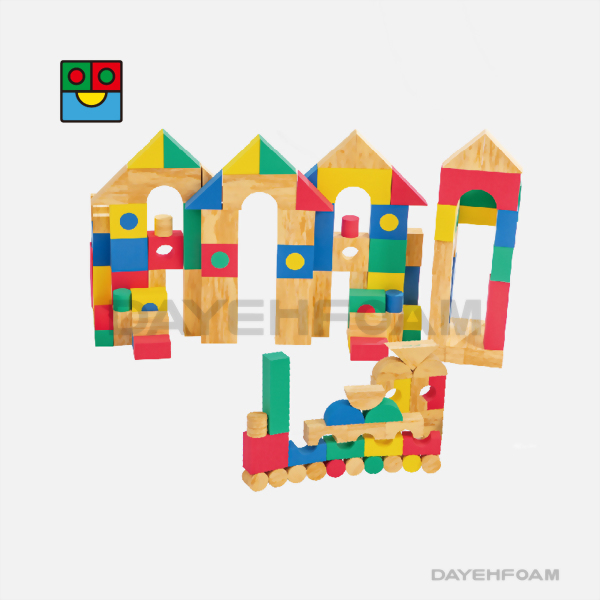 Creative Colorful & wood-like Foam Building Blocks 136 pcs