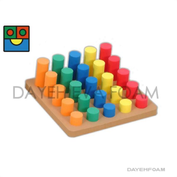 Montessori Foam cylinder sorting play Toy : 5 color - Set of 25 pcs