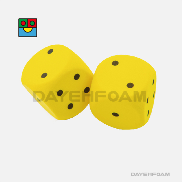 EVA Foam Dot Dice 50mm (2 inch) Yellow Curved Edges - Set of 2 pcs