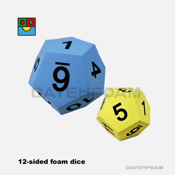 soft foam 12-sided activity dice for games & exercises