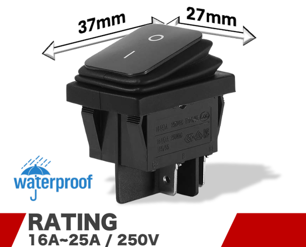 RS606BK Double Pole Series Waterproof Rocker Switch