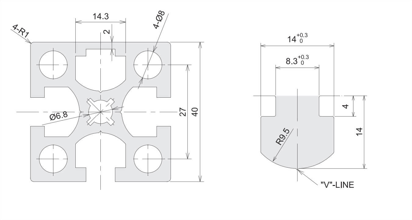 DCF 4040-1 40X40 - 大榮金屬: 鋁擠型廠商