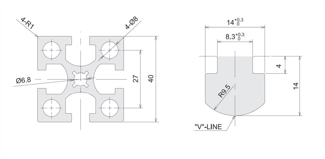 DF 4040 40X40 - 大榮金屬: 鋁擠型廠商