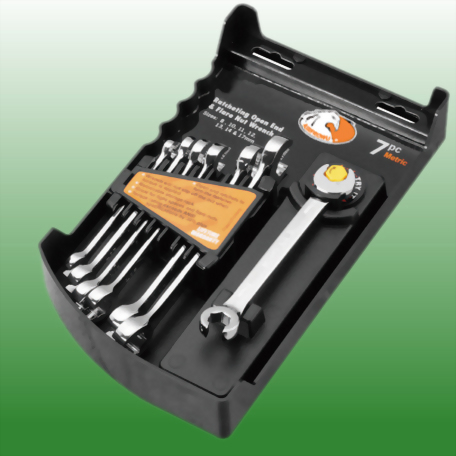7PCS Open End Ratcheting & Flare Nut Wrench Set
