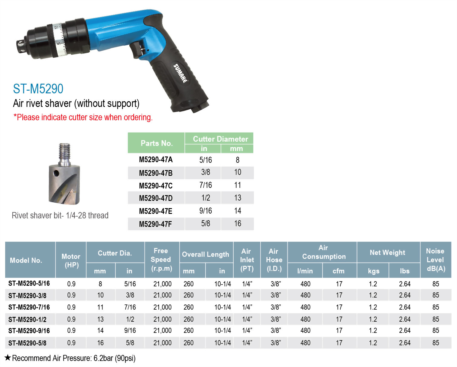Industrial Pistol Type Air Rivet Shaver w/o Support-5/16,3/8,7/16,1/2,9 ...