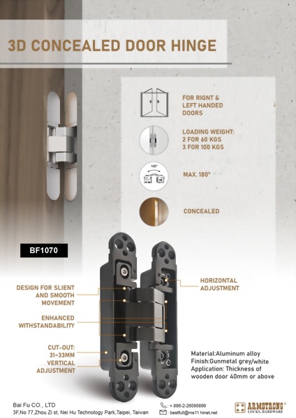 3D Concealed Door Hinge - Armstrong Locks Hardware