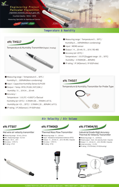 eYc Engineering project particular temperature humidity and air velocity volume transmitter