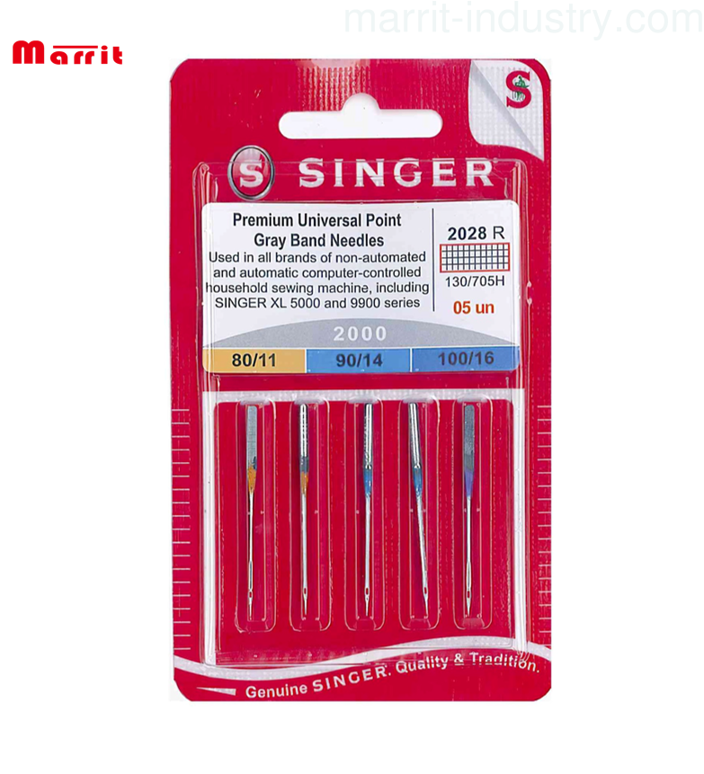SINGER MACHINE NEEDLES 2000 UNIVERSAL (GREY BAND, CHROMIUM, EMBROIDERY)