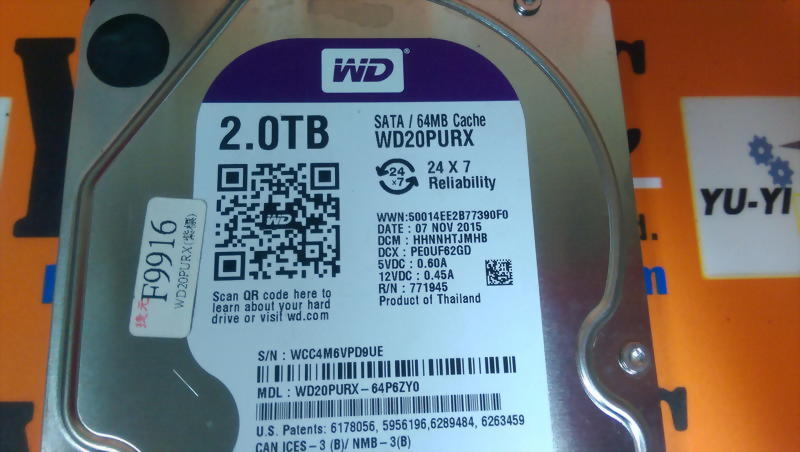 WESTERN DIGITAL WD20PURX-64P6ZY0 HARD DRIVE
