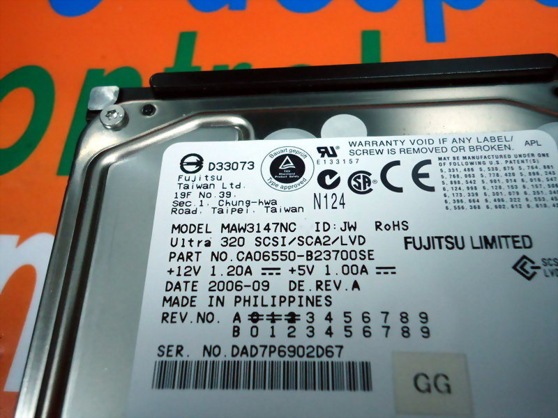 HARD DRIVE FUJITSU MAW3147NC / CA06550-B23700SE ULTRA320 SCSI / SCA2 /LVD 147GB