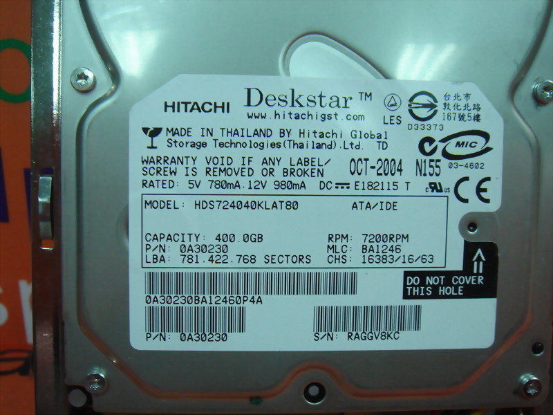 HITACHI HDS724040KLAT80 400GB IDE
