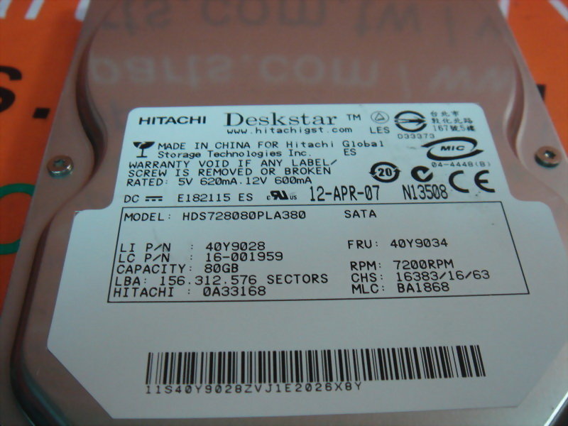 HITACHI HDS728080PLA380 / 40Y9028 / 16-001959