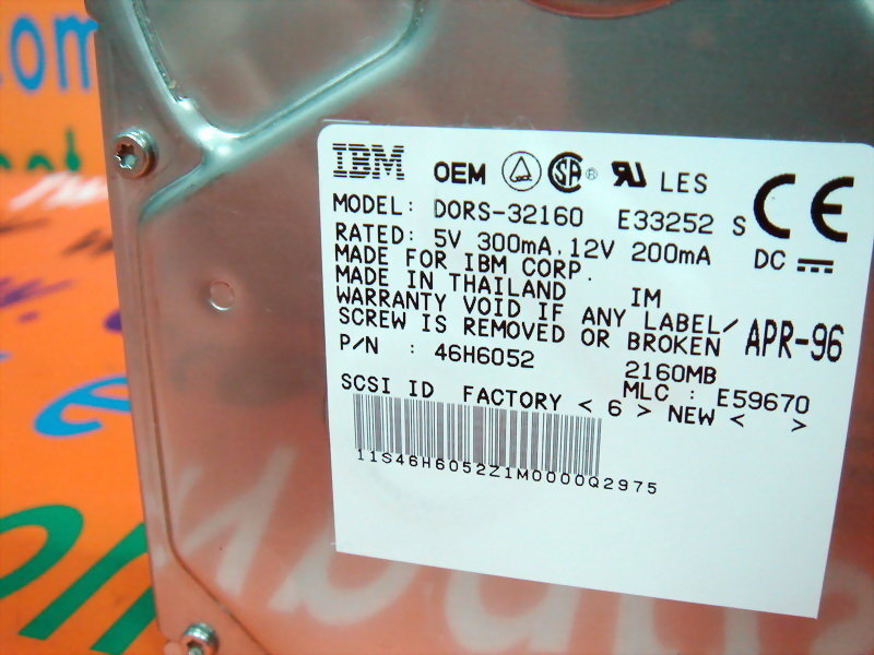 IBM HARD DRIVE DORS-32160 / 46H6052 2160MB / 50PIN