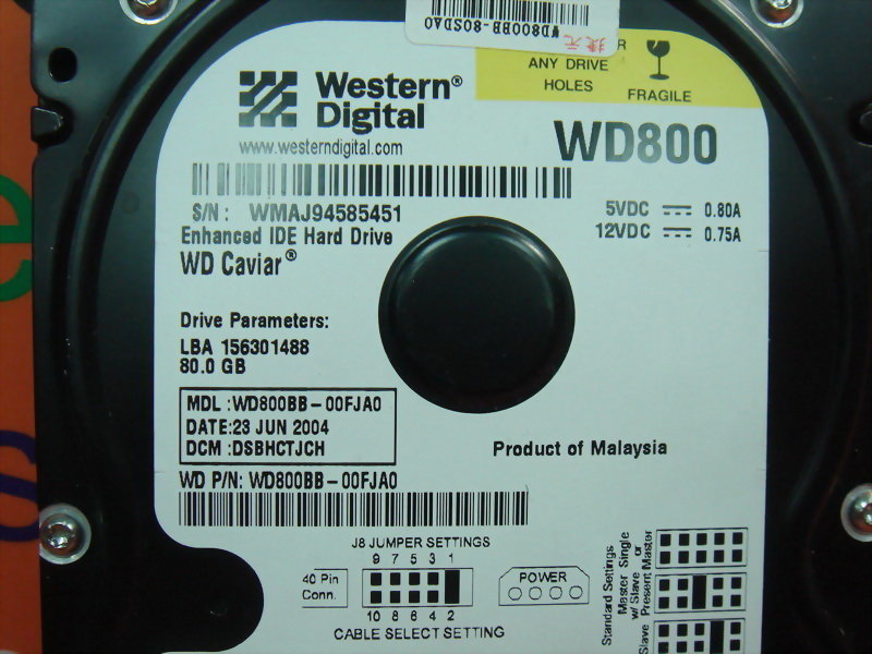 WESTERN DIGITAL WD800BB-00FJA0 80GB IDE
