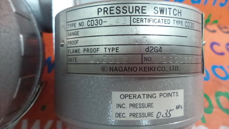 NAGANO KEIKI PRESSURE SWITCH CD30-143