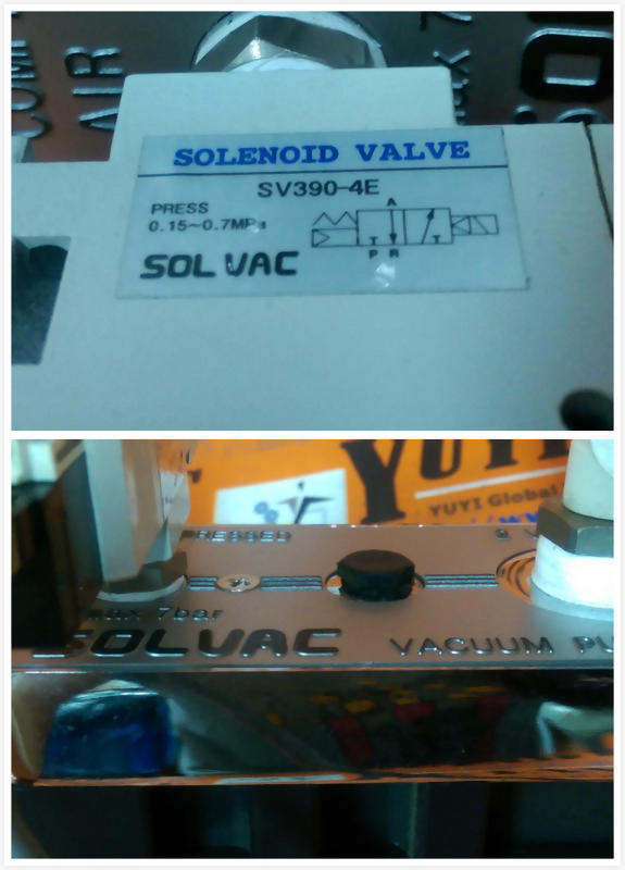 SOLVAC VACUUM PUMP W/SV390-4E SOLENOID VALVE