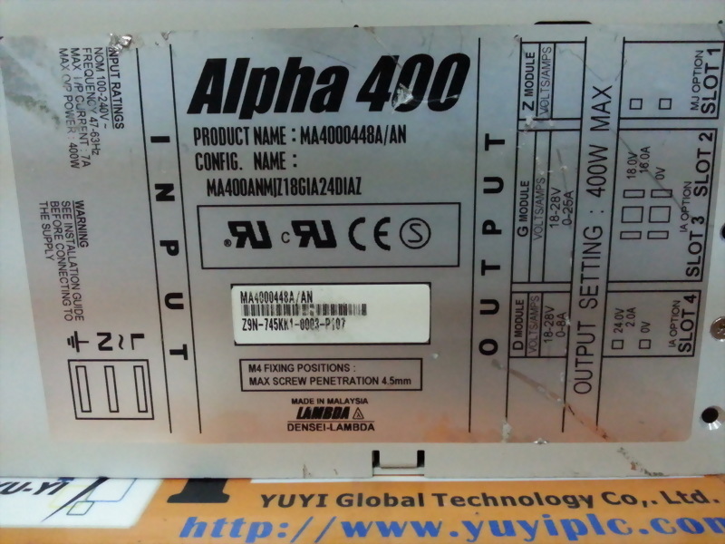 DENSEI-LAMBDA ALPHA 400 MA4000448A-AN POWER SUPPLY