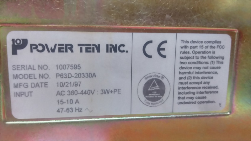 POWER TEN P63D-20330A DC POWER SUPPLY