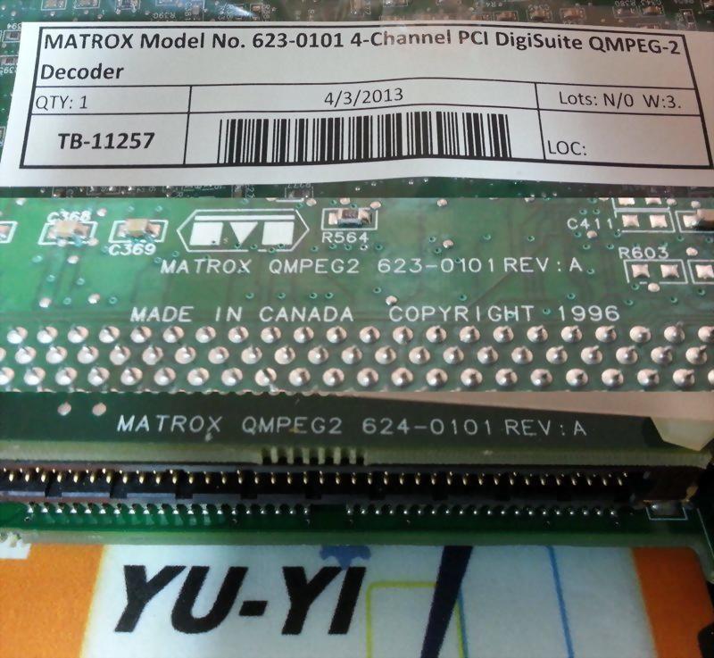 MATROX 623-0101 REV:A / 624-0101 REV:A BOARD
