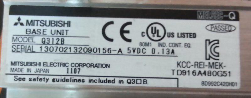 MITSUBISHI MELSEC-Q Q312B BASE UNIT MODULE