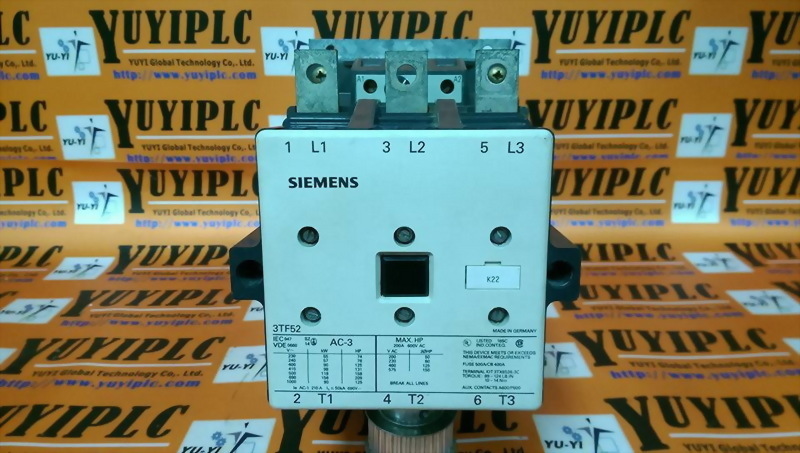 SIEMENS 3TF52 MAGNETIC CONTACTOR 3 PHASE 600V 3POLE
