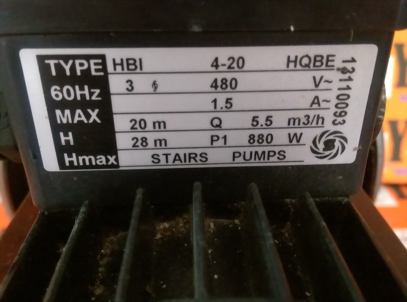 STAIRS HBI 4-20 HQBE PUMPS