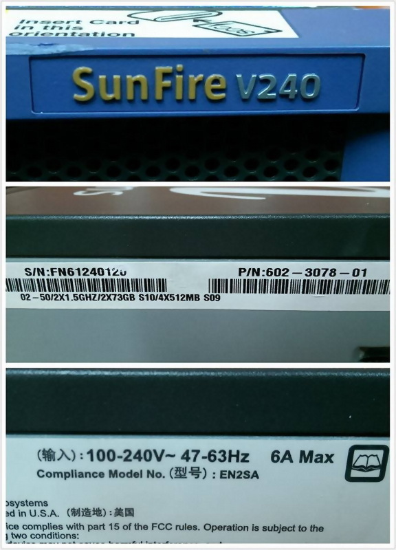 SUN MICROSYSTEMS SUNFIRE V240 SERVER P/N 602-3078-01