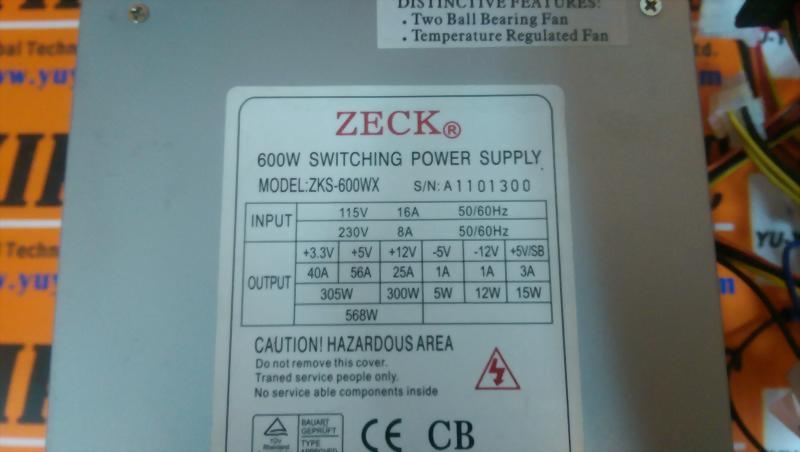 ZECK ZKS-600WX POWER SUPPLY