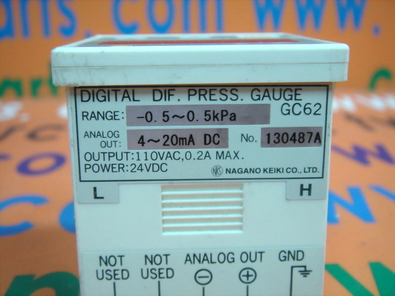 NAGANO KENKI DIGITAL DIFFERENTIAL PRESS GAUGE GC62(RANGE -0.5~0.5KPA)