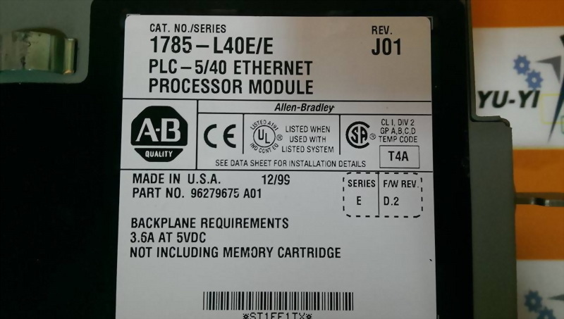 A-B 1785-L40E/E PLC-5/40 ETHERNET PROCESSOR MODULE
