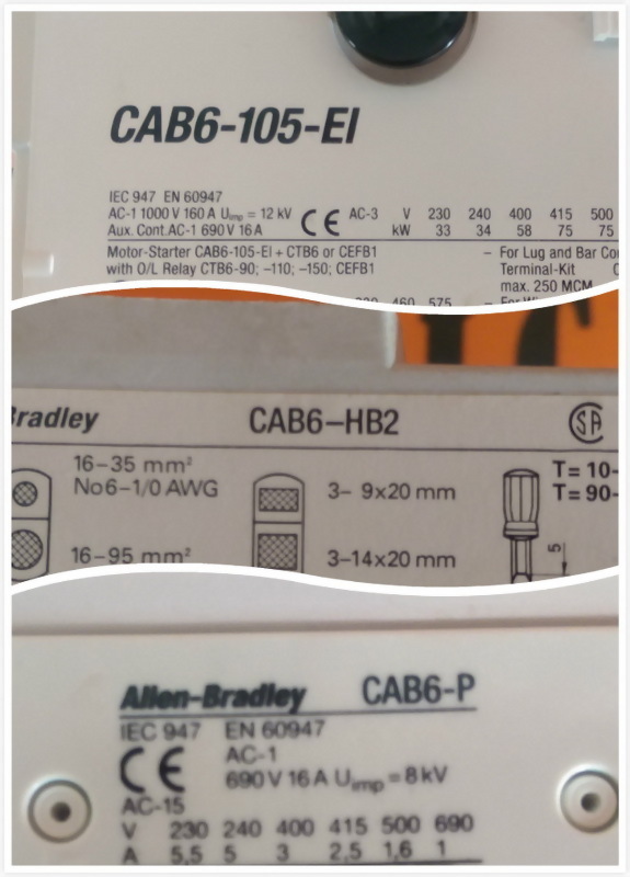 A-B CAB6-105-EI CAB6-HB2 CAB6-P CAB MOTOR STARTER