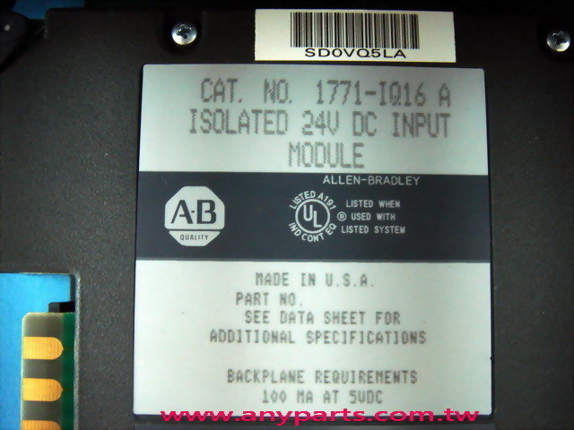 (A-B PLC) ALLEN BRADLEY 1771 PROGRAMMABLE CONTROLLER CPU1771-IQ16 A ...