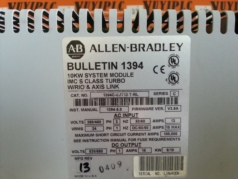 ALLEN-BRADLEY 1394C-SJT10-T-RL DIGITAL SERVO CONTROLLE