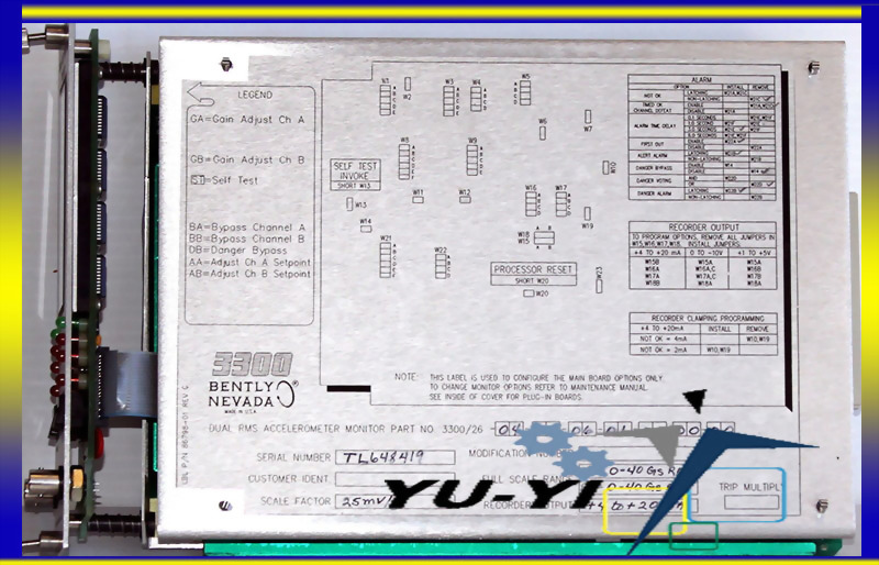 BENTLY NEVADA 3300 26 DUAL RMS ACCELERATOR MONITOR 419