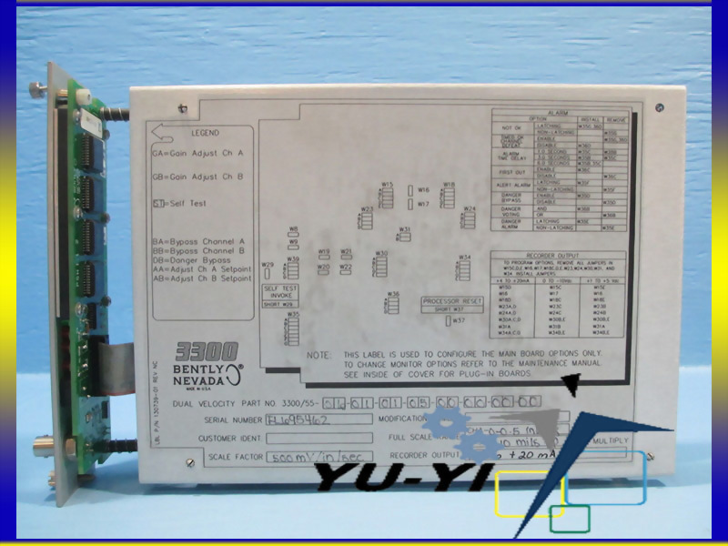 BENTLY NEVADA 3300/55 DUAL VELOCITY MONITOR 3300/55-06-01-01-05-00-00 ...
