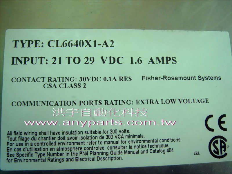 FISHER ROSEMOUNT PROVOX CONTROLLER CL6640X1-A2