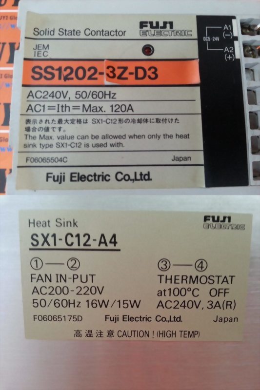 FUJI SS1202-3Z-D3 SOLID STATE CONTACTOR / SX1-C12-A4 HEAT SINK