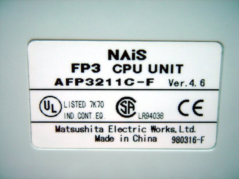 MATSUSHITA NAIS FP3 CPU UNIT AFP3211C-F