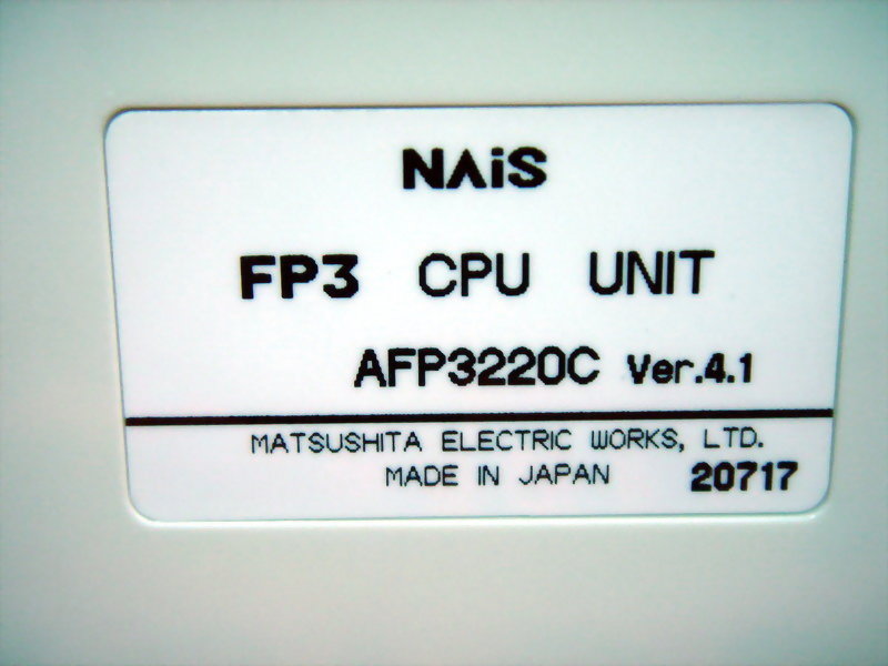 MATSUSHITA NAIS FP3 CPU UNIT AFP3220C