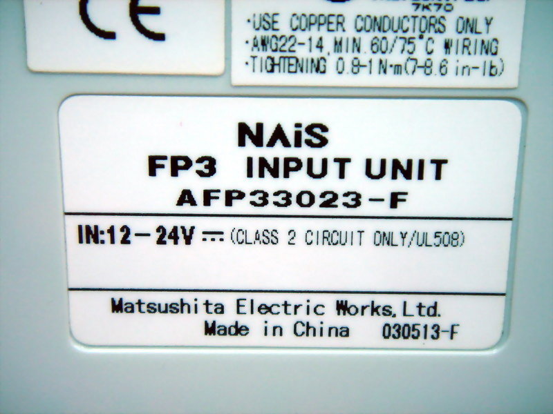 MATSUSHITA NAIS FP3 INPUT UNIT AFP33023-F