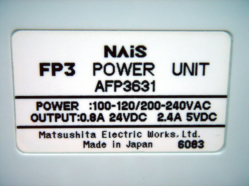 MATSUSHITA NAIS FP3 POWER UNIT AFP3631
