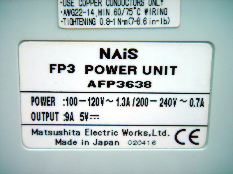 MATSUSHITA NAIS FP3 POWER UNIT AFP3638