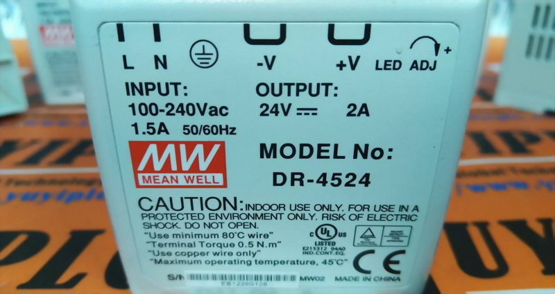 MEAN WELL DR-4524 AC-DC DIN RAIL POWER SUPPLY